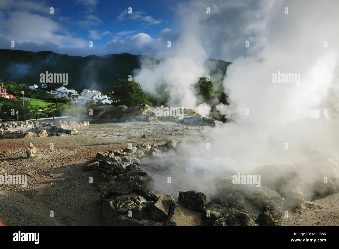 Volcanic activity with boiling mud and water at Furnas. São Miguel ...