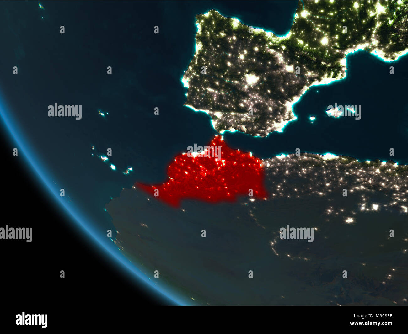Highlighted satellite image of morocco hi-res stock photography and ...