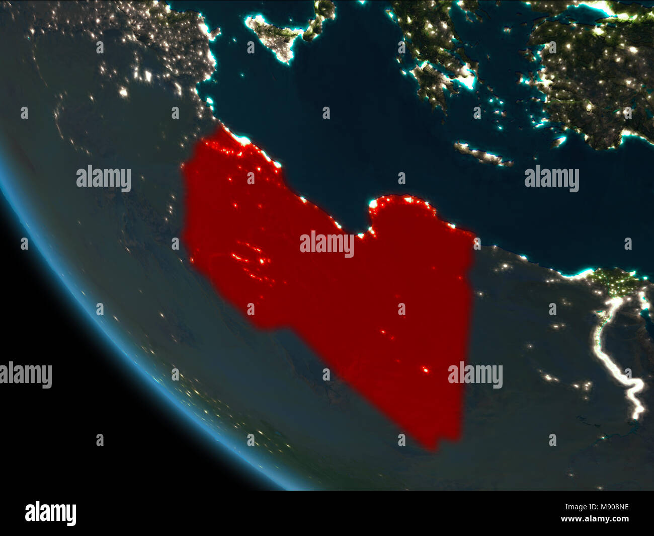 Highlighted satellite image of libya hi-res stock photography and ...
