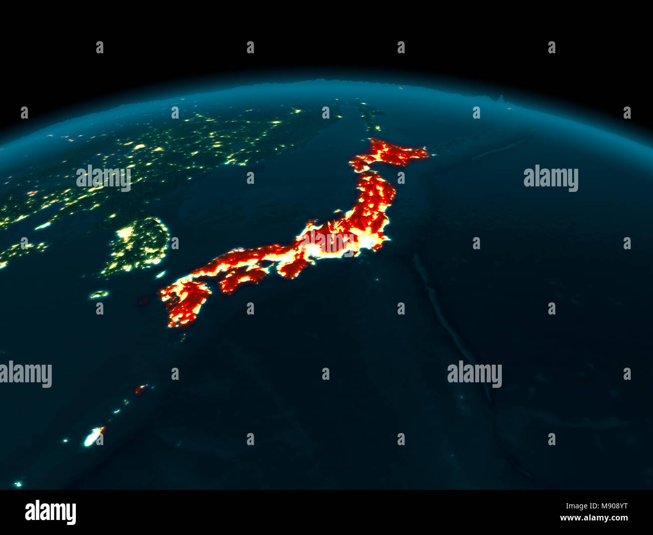 Satellite image japan night satellite hi-res stock photography and ...