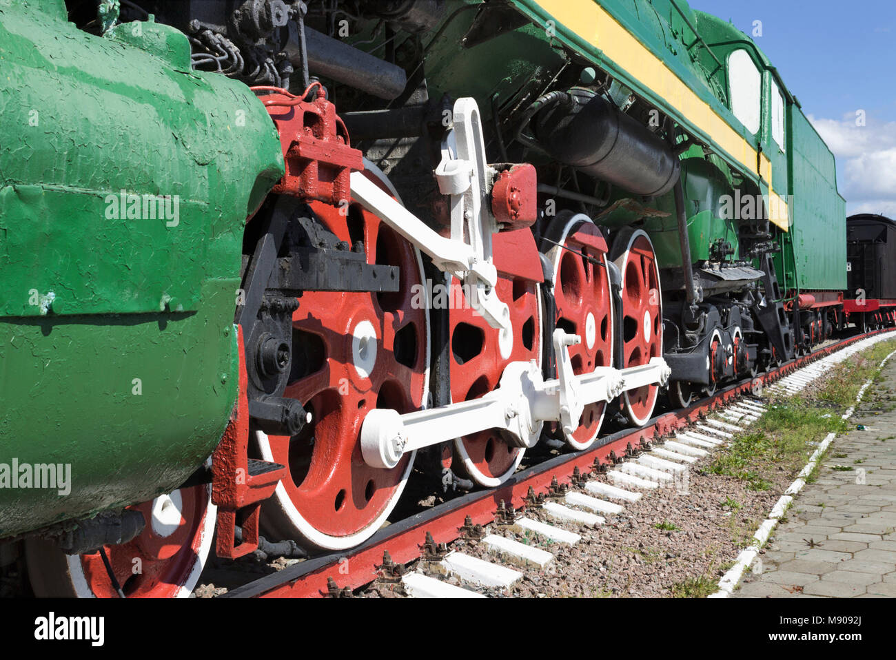 Wheel and drives a big old steam locomotive Stock Photo - Alamy