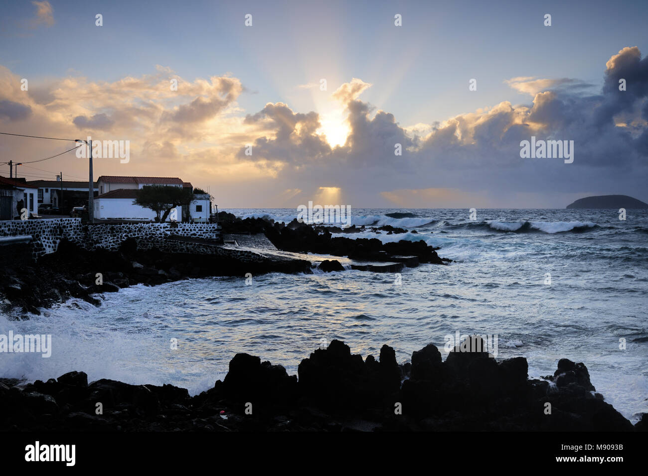 Harbour in Areia Larga, Pico. Azores islands, Portugal Stock Photo - Alamy