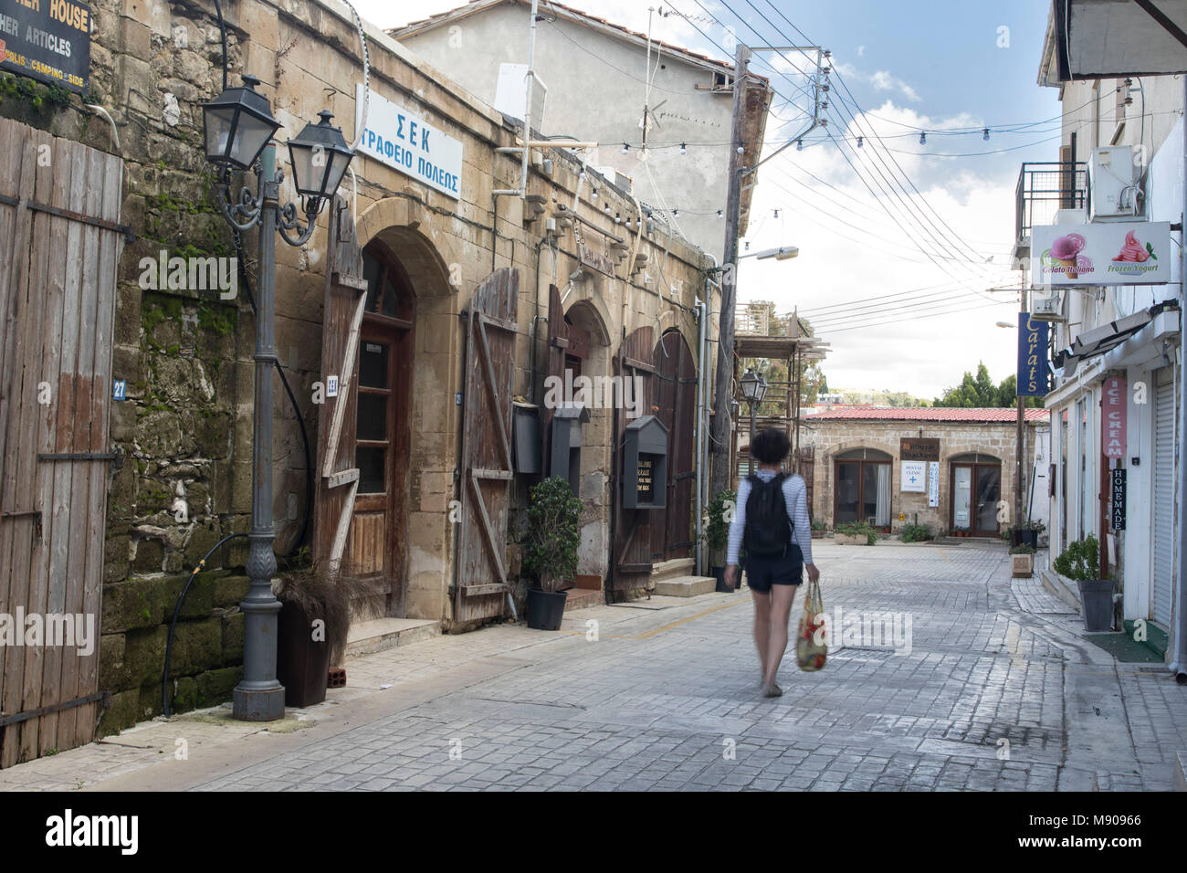 Visiting the Polis old town shopping area on a sunday, Polis, Paphos ...