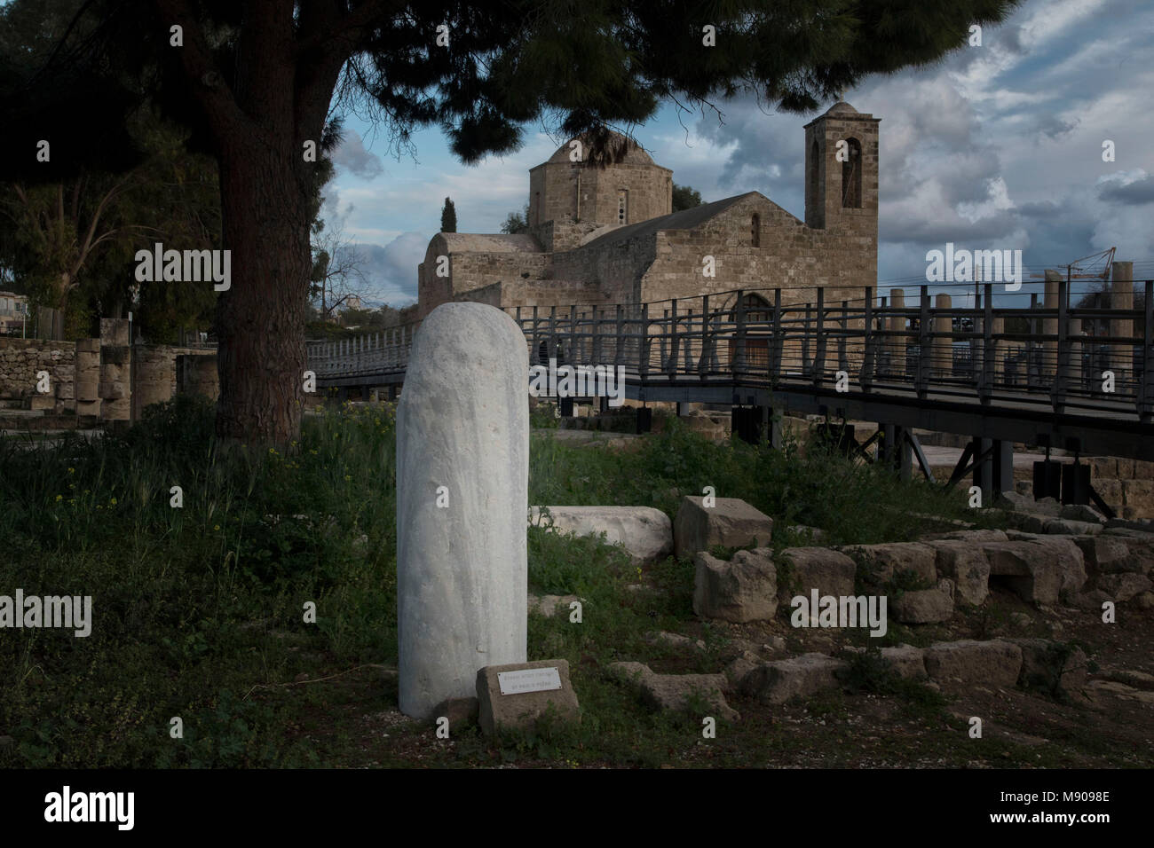 St Paul's Pillar and church in Kato Pafos, religious pilgrimage site ...