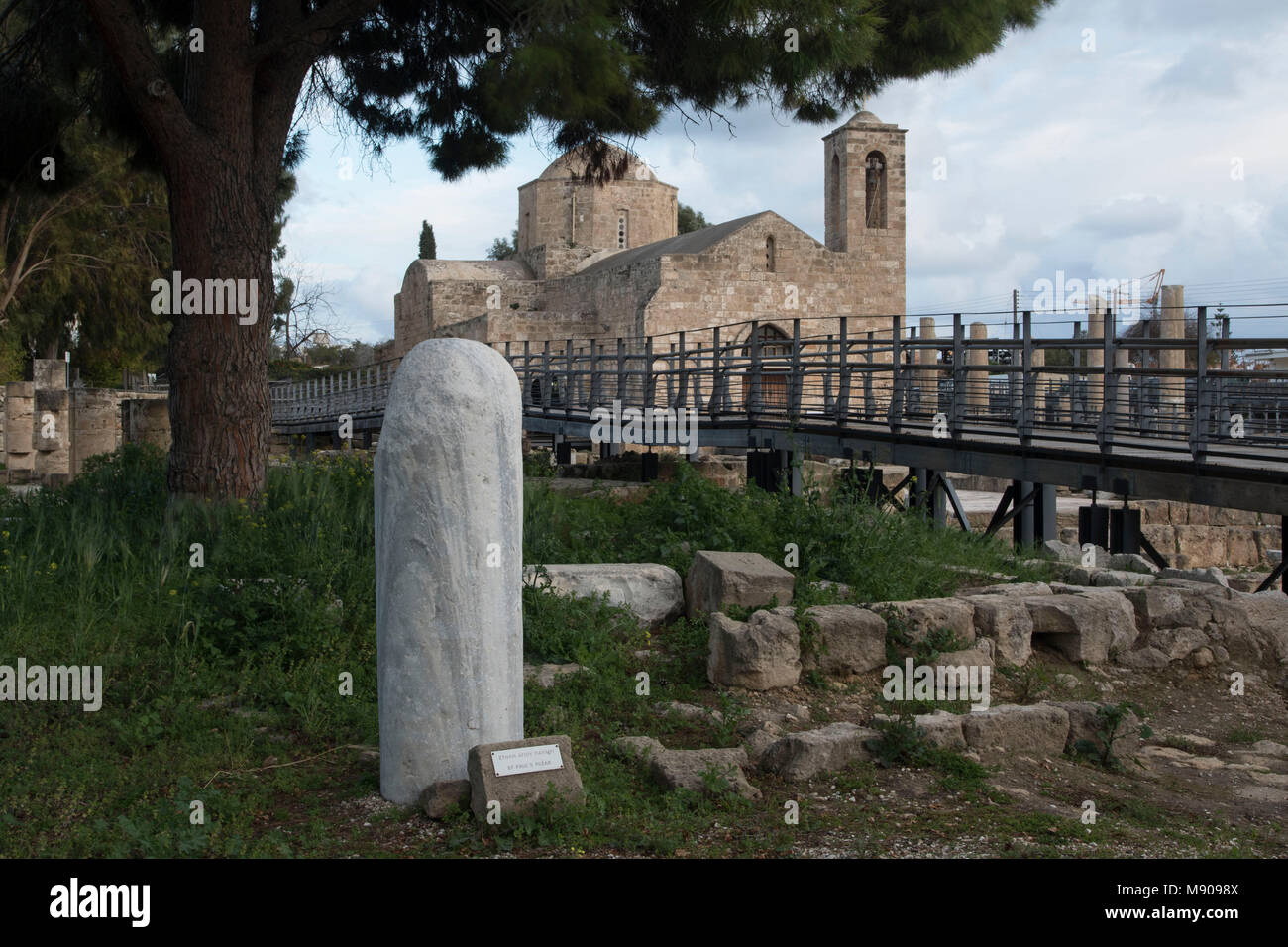 St Paul's Pillar and church in Kato Pafos, religious pilgrimage site ...