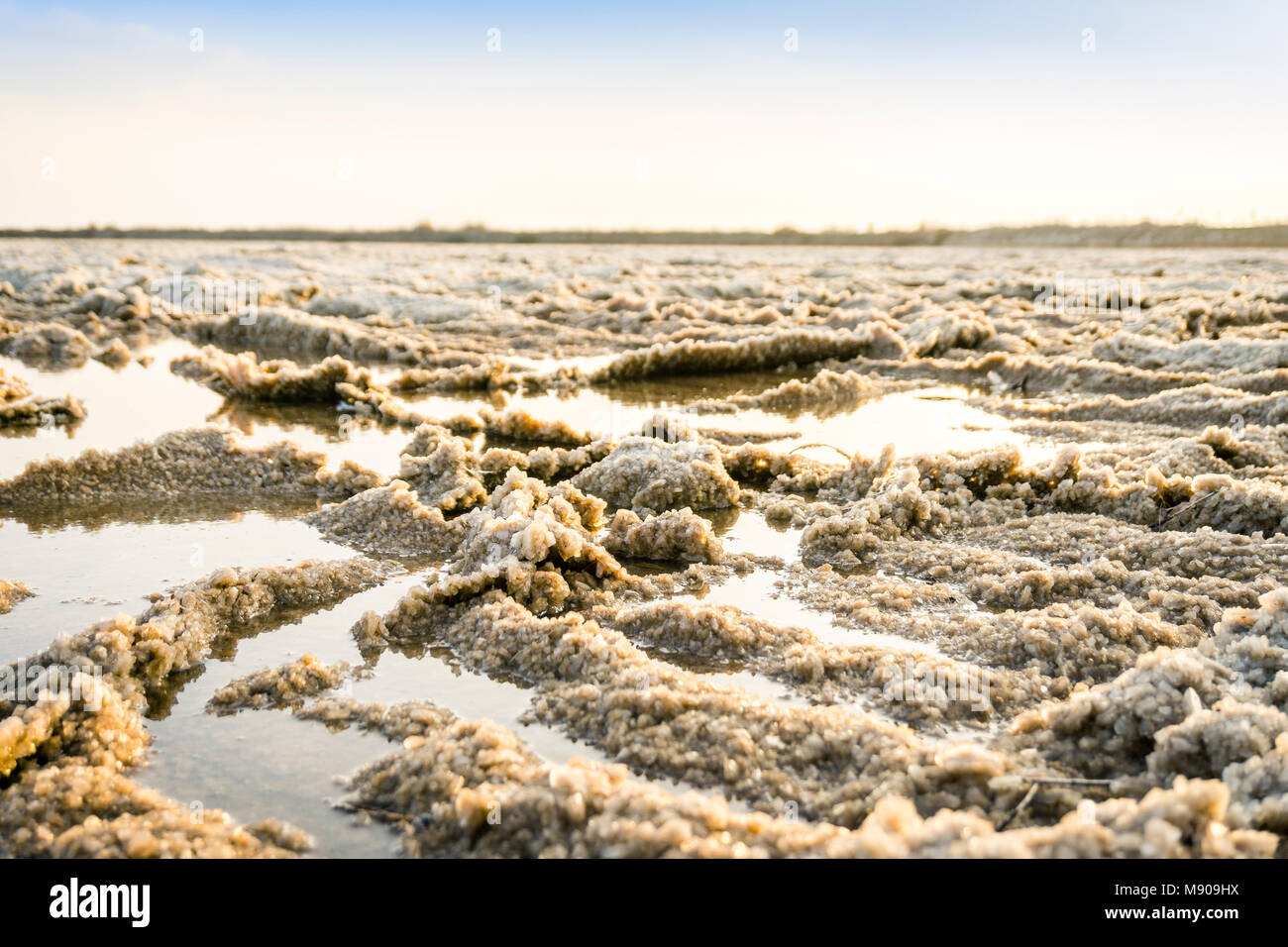 Obtaining sea salt from Atlantic Ocean in Faro, Algarve, Portugal Stock ...