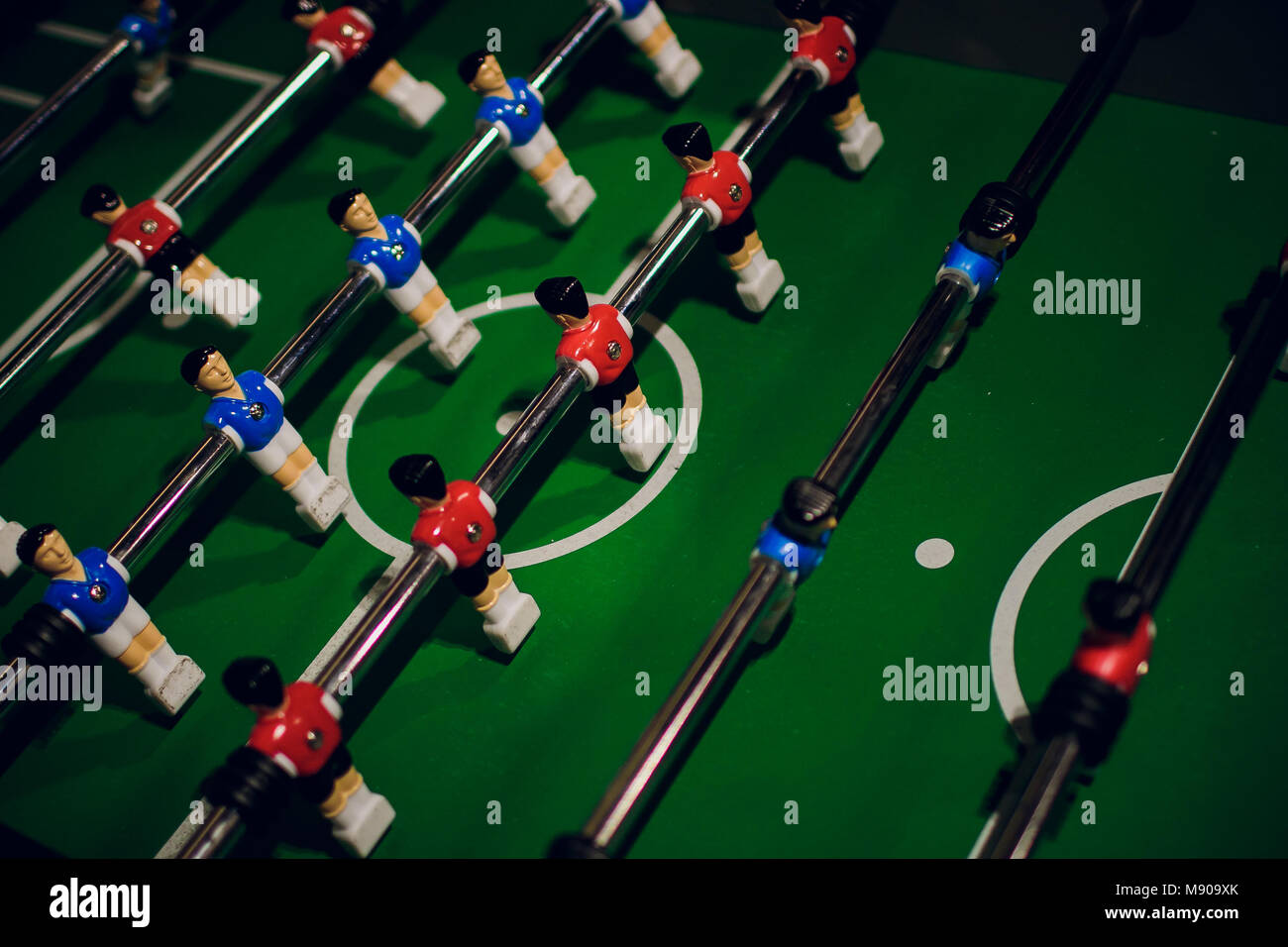 Detail of a table soccer game child Stock Photo - Alamy