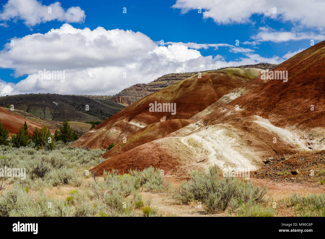 The Painted Hills of Oregon show colors created by different layers of ...