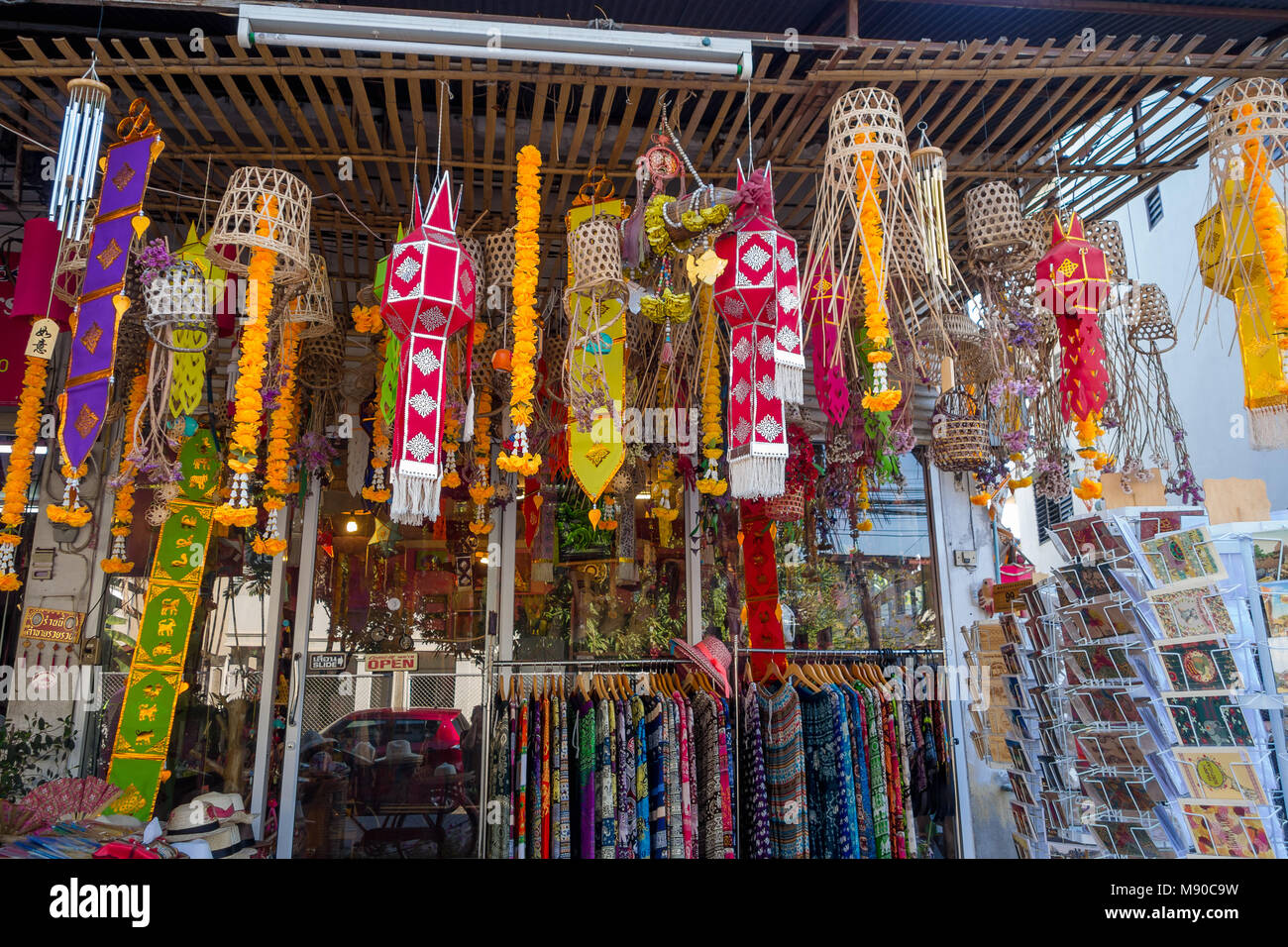 CHIANG RAI, THAILAND - FEBRUARY 01, 2018: Outdoor view of Souvenirs for ...