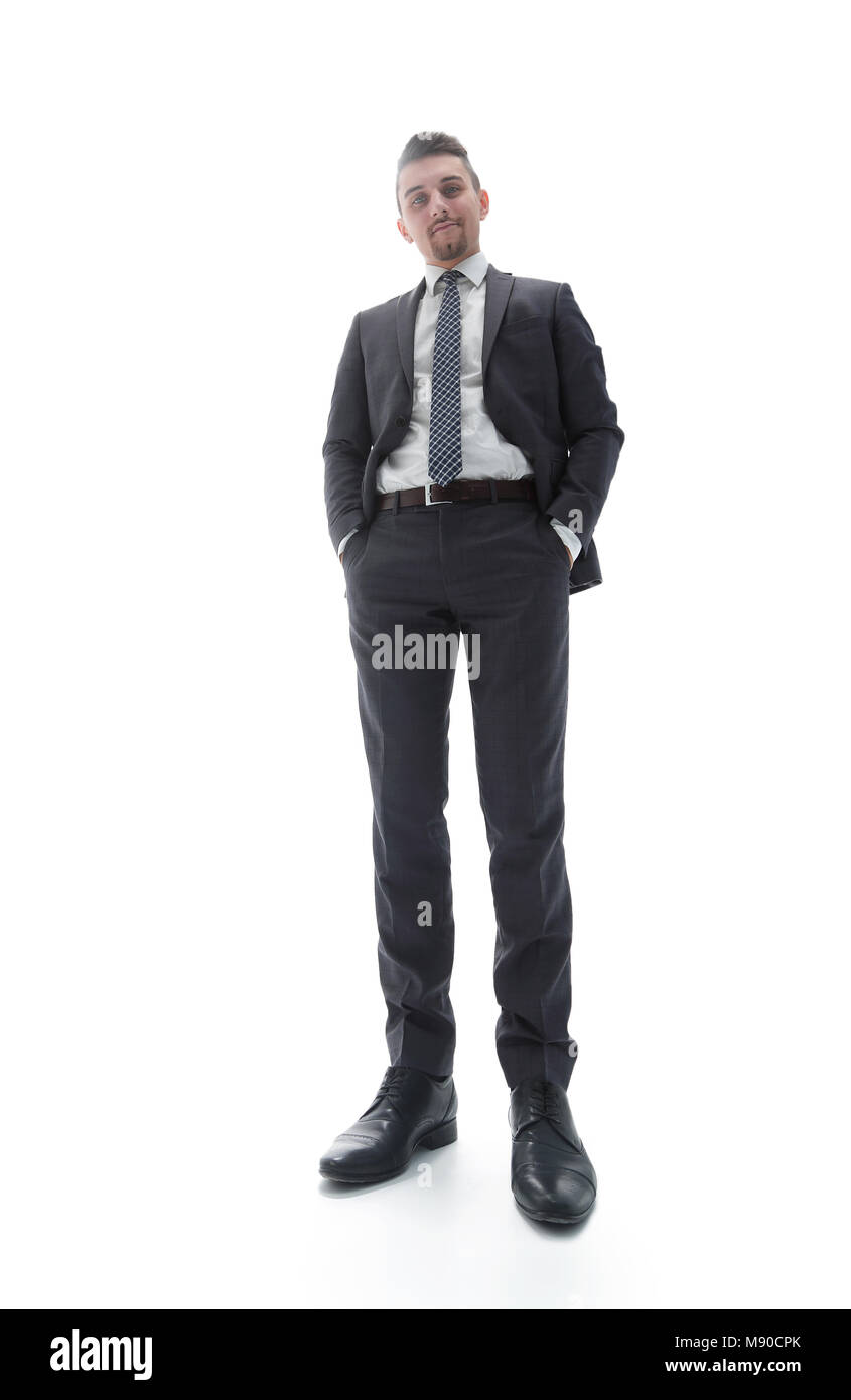 bottom view. successful businessman looking at the camera Stock Photo ...