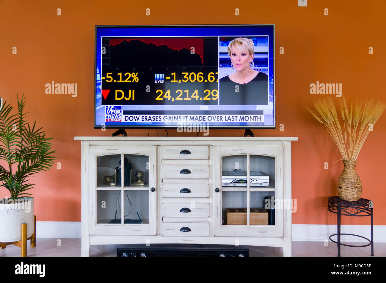 Television tv event of a stock market dow jones industrials dj crash or ...