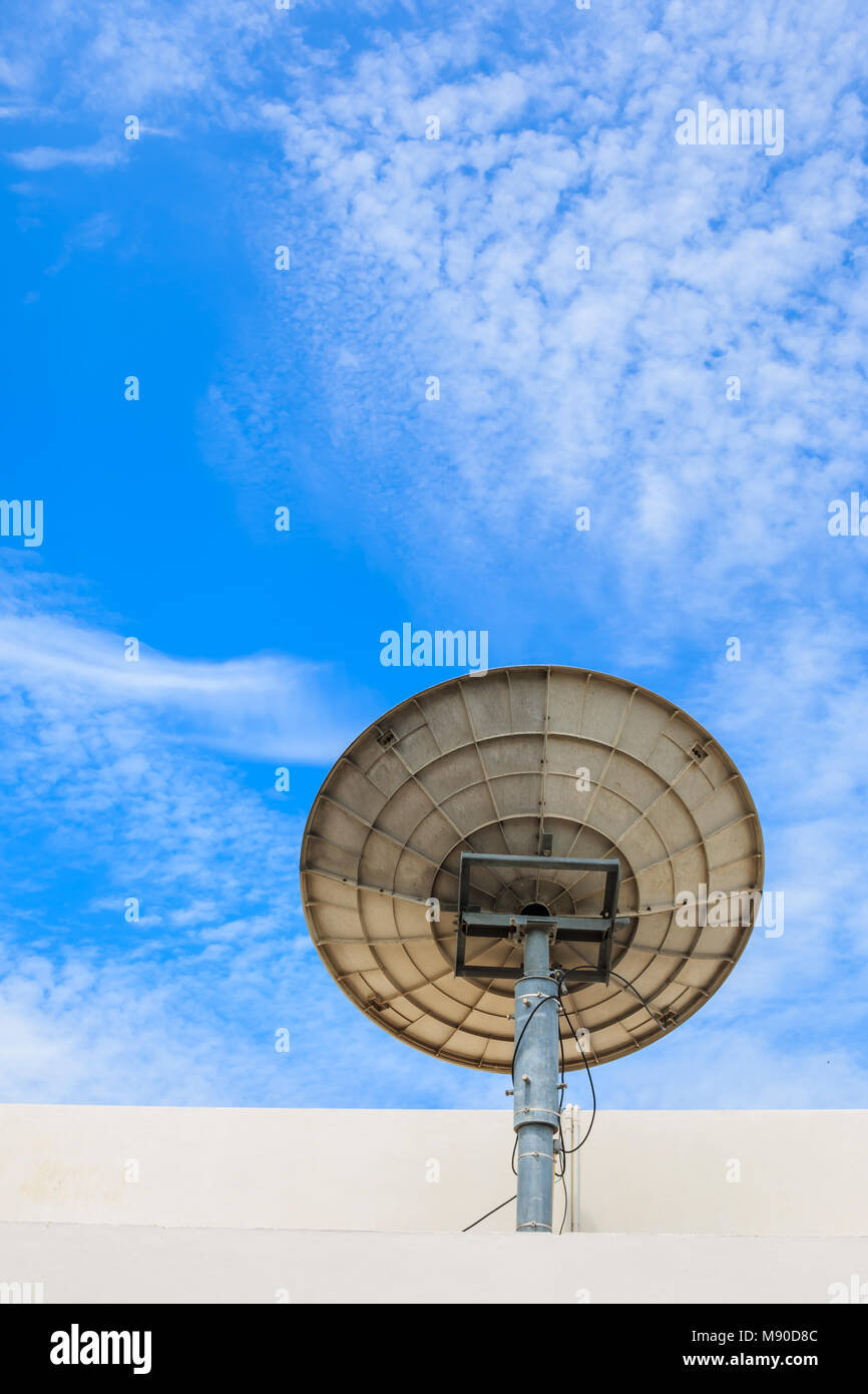 satellite dish on sky background Stock Photo - Alamy