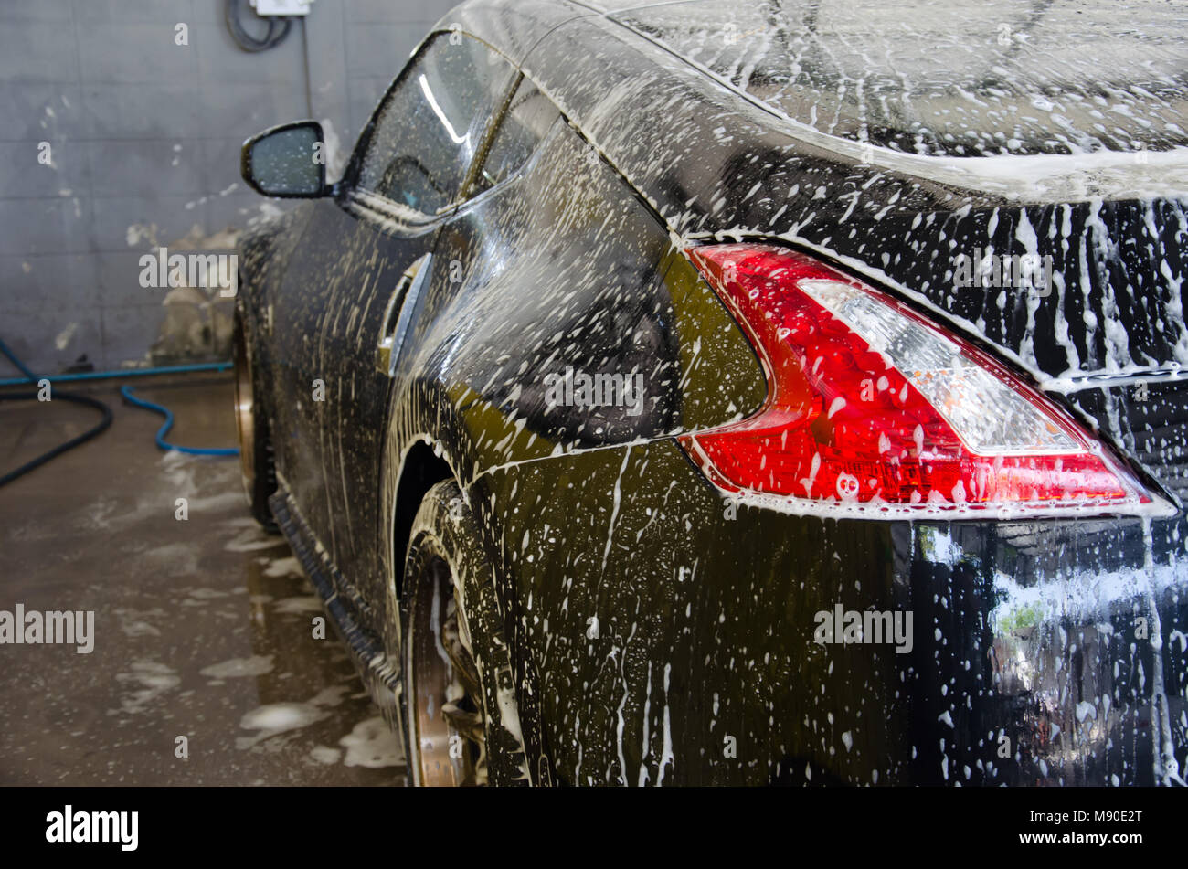 Car wash with soap Stock Photo - Alamy