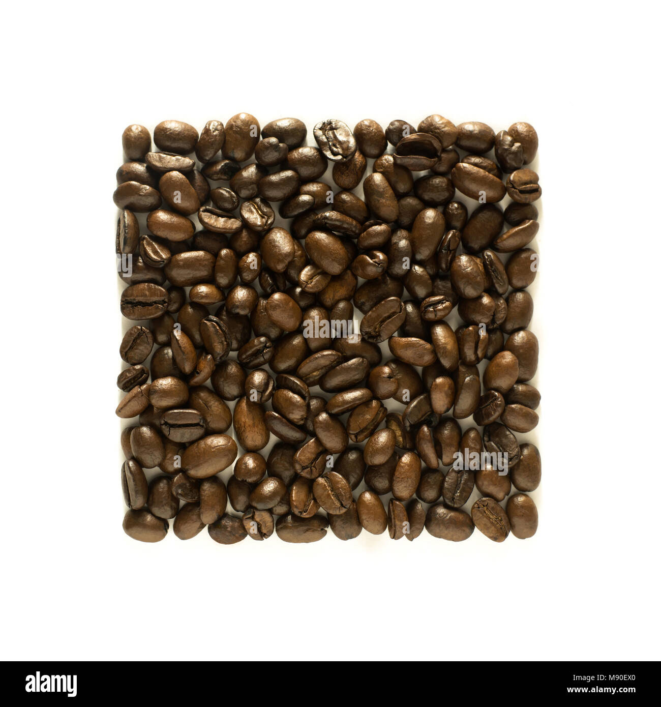 Neat square arrangement of coffee beans - isolated on white Stock Photo ...