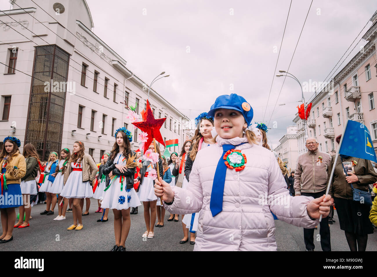Gomel, Belarus. Young People Participating In The Parade Dedicated To ...