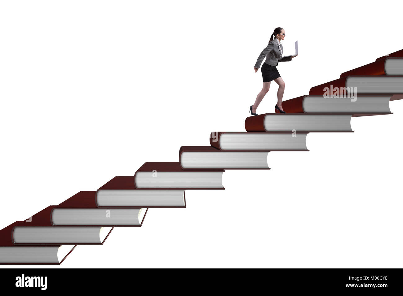 Businesswoman student climbing the ladder of education books Stock ...