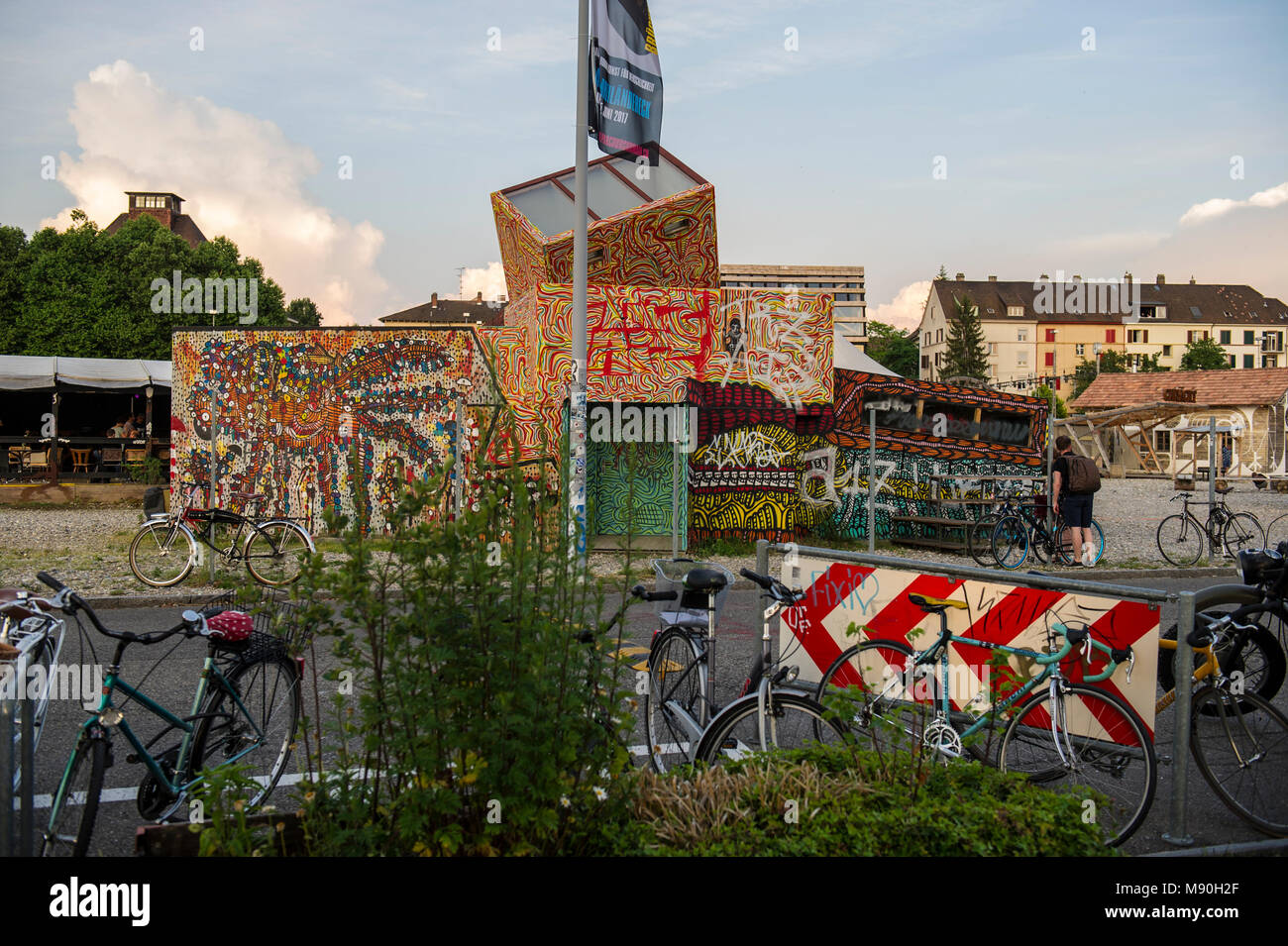 BASEL, SWITZERLAND - JUNE 01, 2017: Impressive art graffiti on the ...