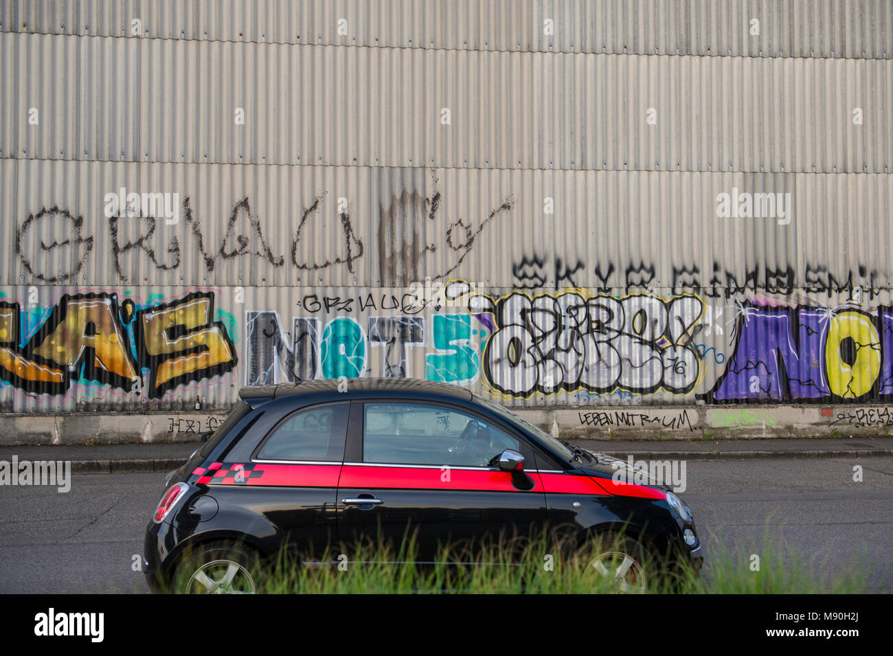 BASEL, SWITZERLAND - JUNE 01, 2017: Impressive art graffiti on the ...