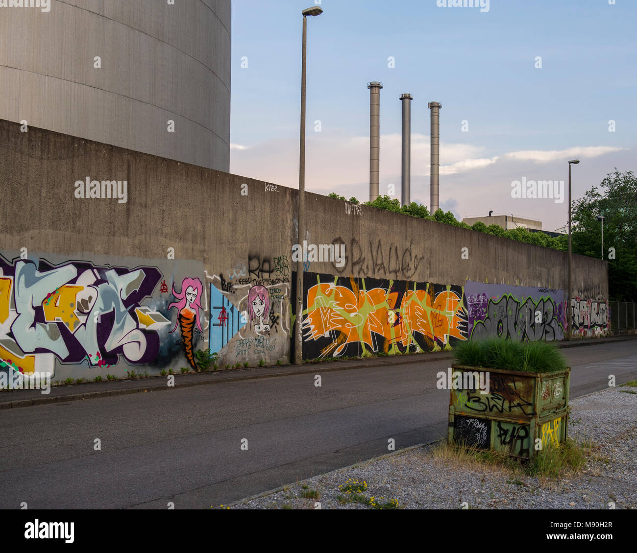 BASEL, SWITZERLAND - JUNE 01, 2017: Impressive art graffiti on the ...
