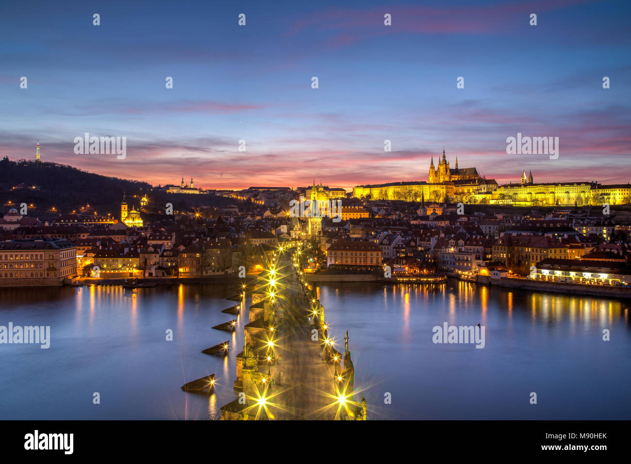 Prague Castle and Charles Bridge Stock Photo - Alamy