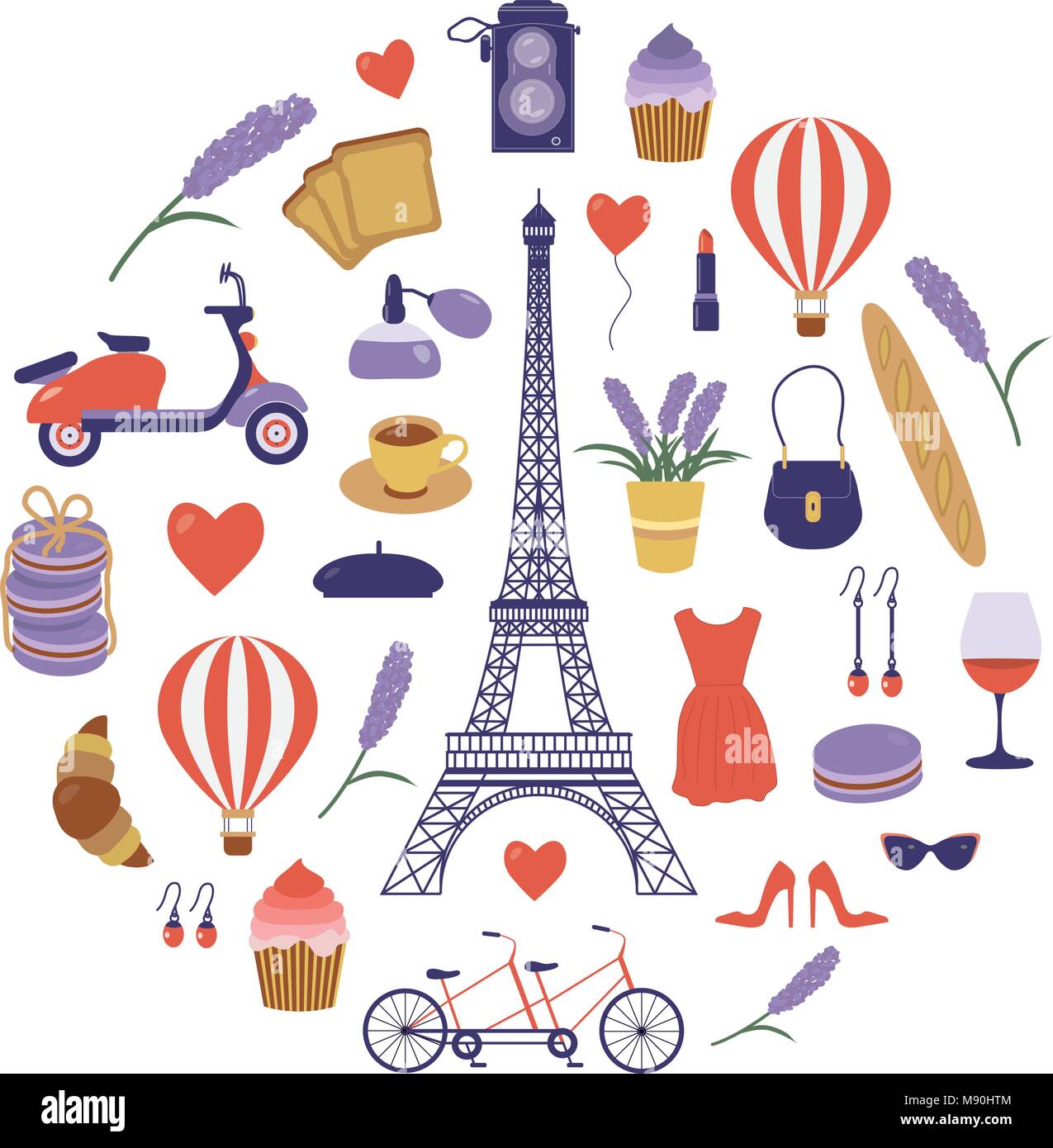 Paris Set with Romantic French Travel Elements Stock Vector Image & Art ...