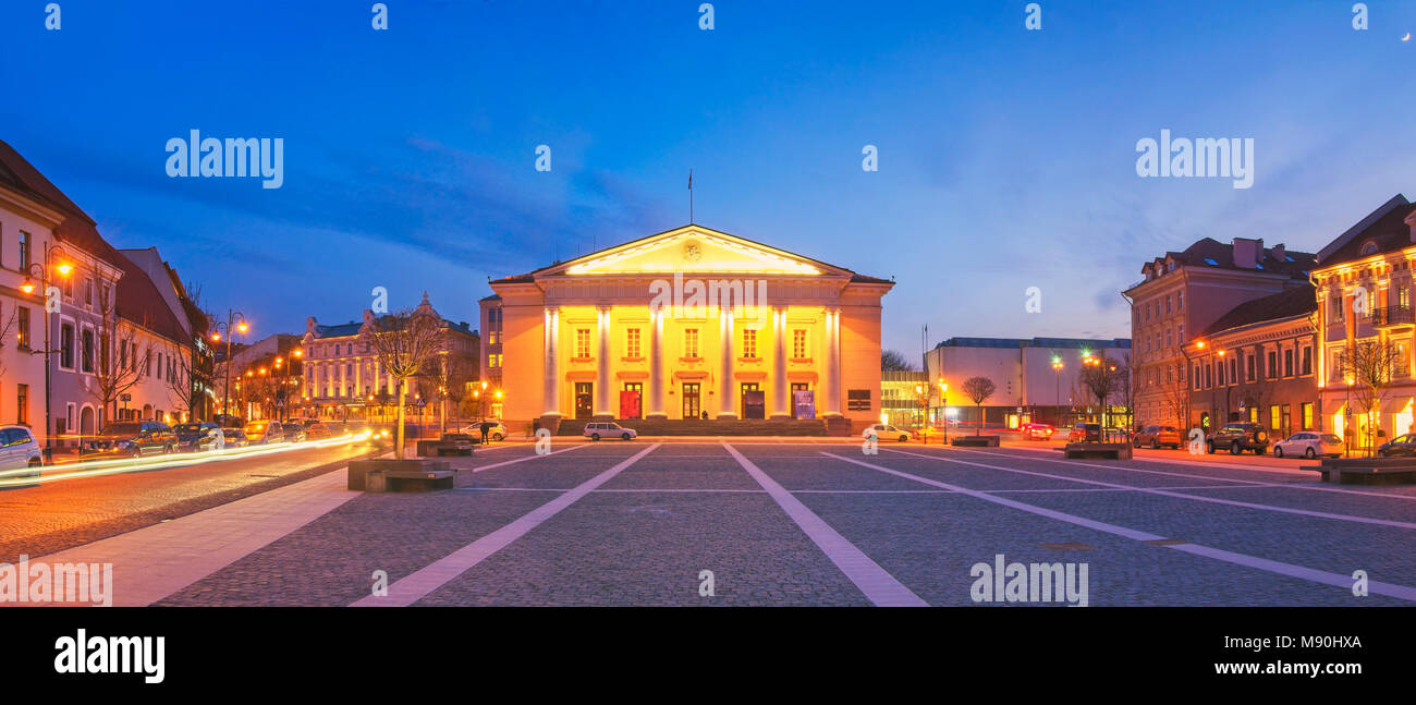 Panorama of Vilnius Town Hall at Dusk Stock Photo - Alamy