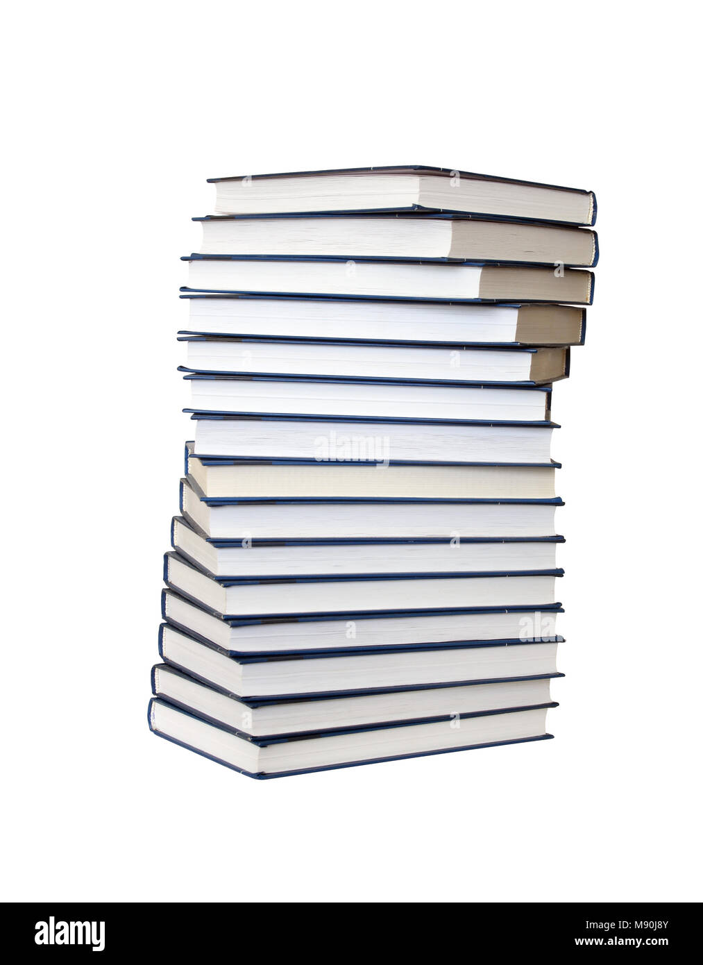 High stack of books isolated on white background with clipping path ...
