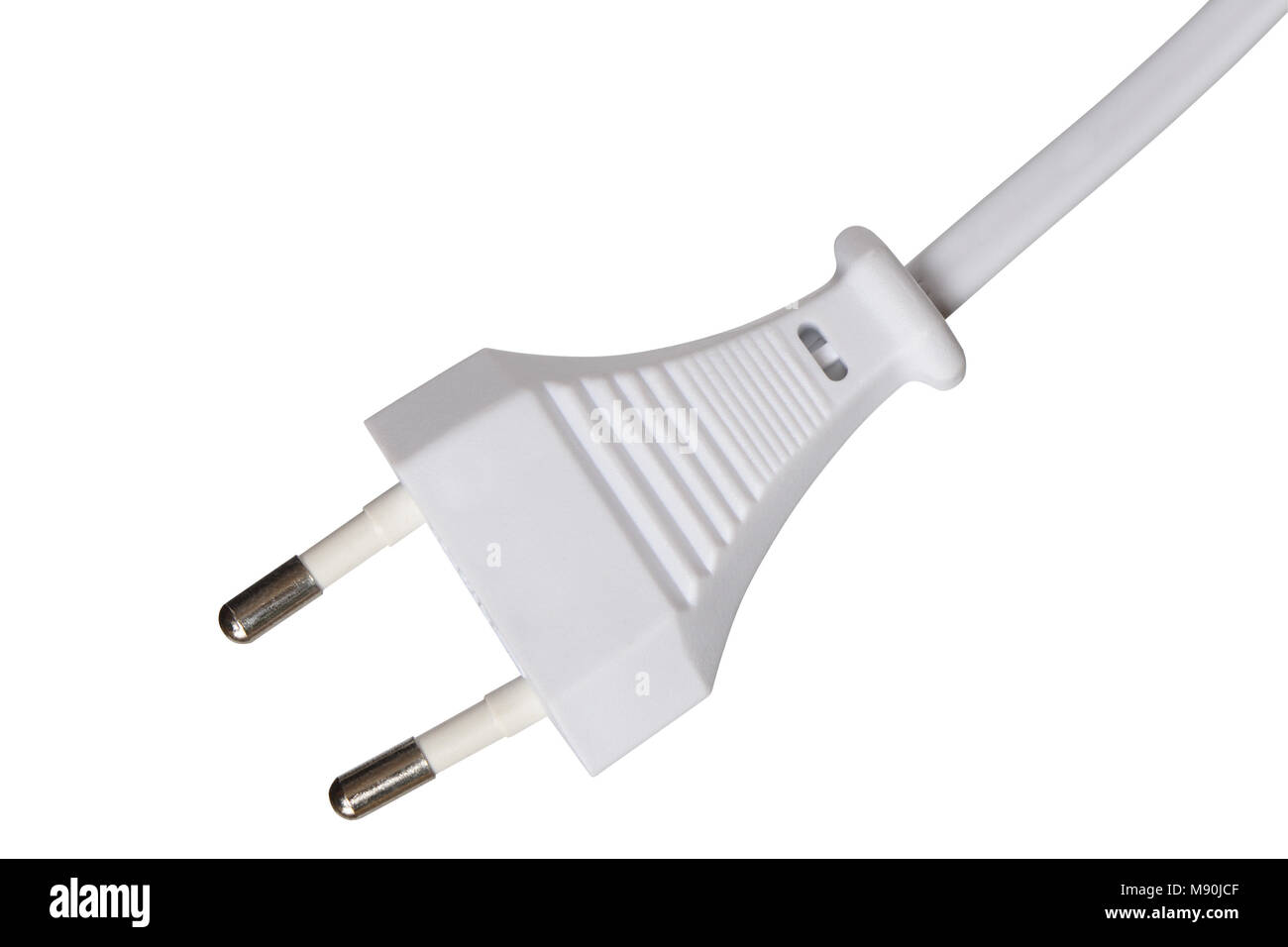 Modern gray electric plug isolated on white background with clipping ...