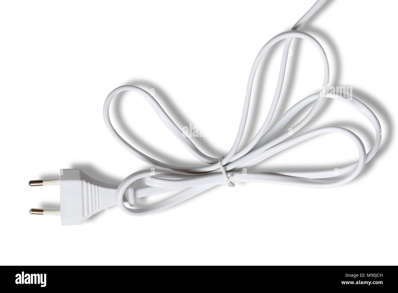 Modern gray electric plug and cable isolated on white background with ...