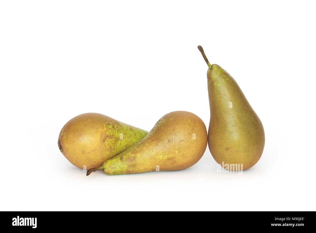 Three green pears isolated on white background with clipping path Stock ...