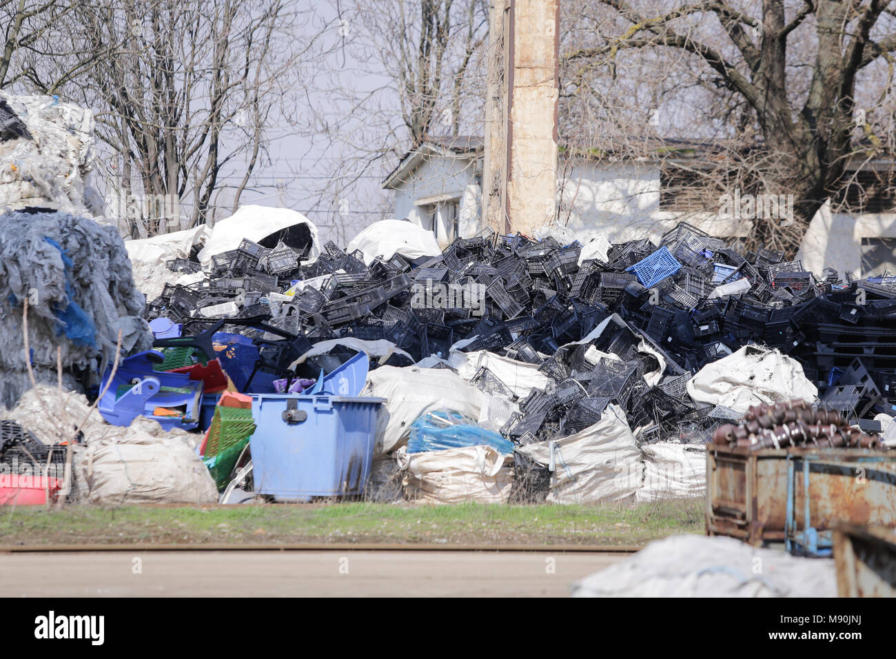 Pile of plastic waste at a recicling centre Stock Photo - Alamy