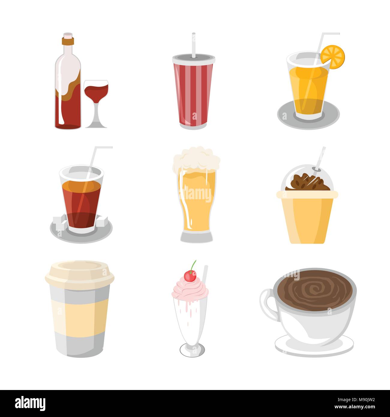 Various Beverage Cafe Vector Illustration Graphic Design Set Stock ...
