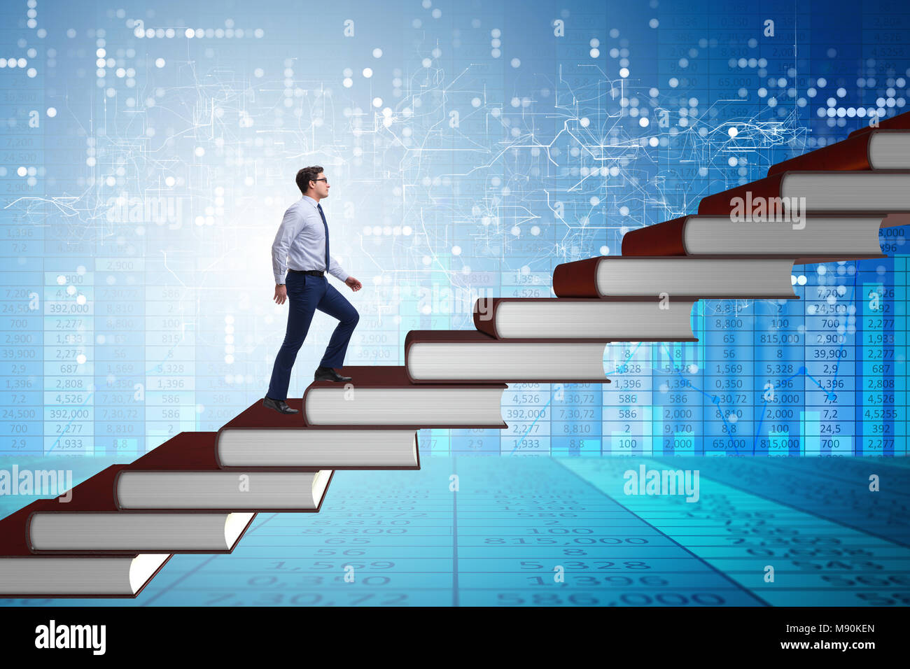 Businessman student climbing the ladder of education books Stock Photo ...