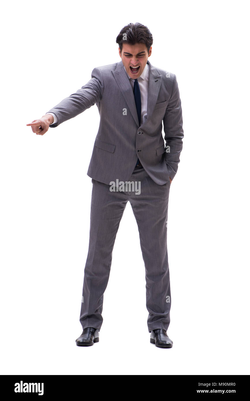 Businessman isolated on the white background Stock Photo - Alamy