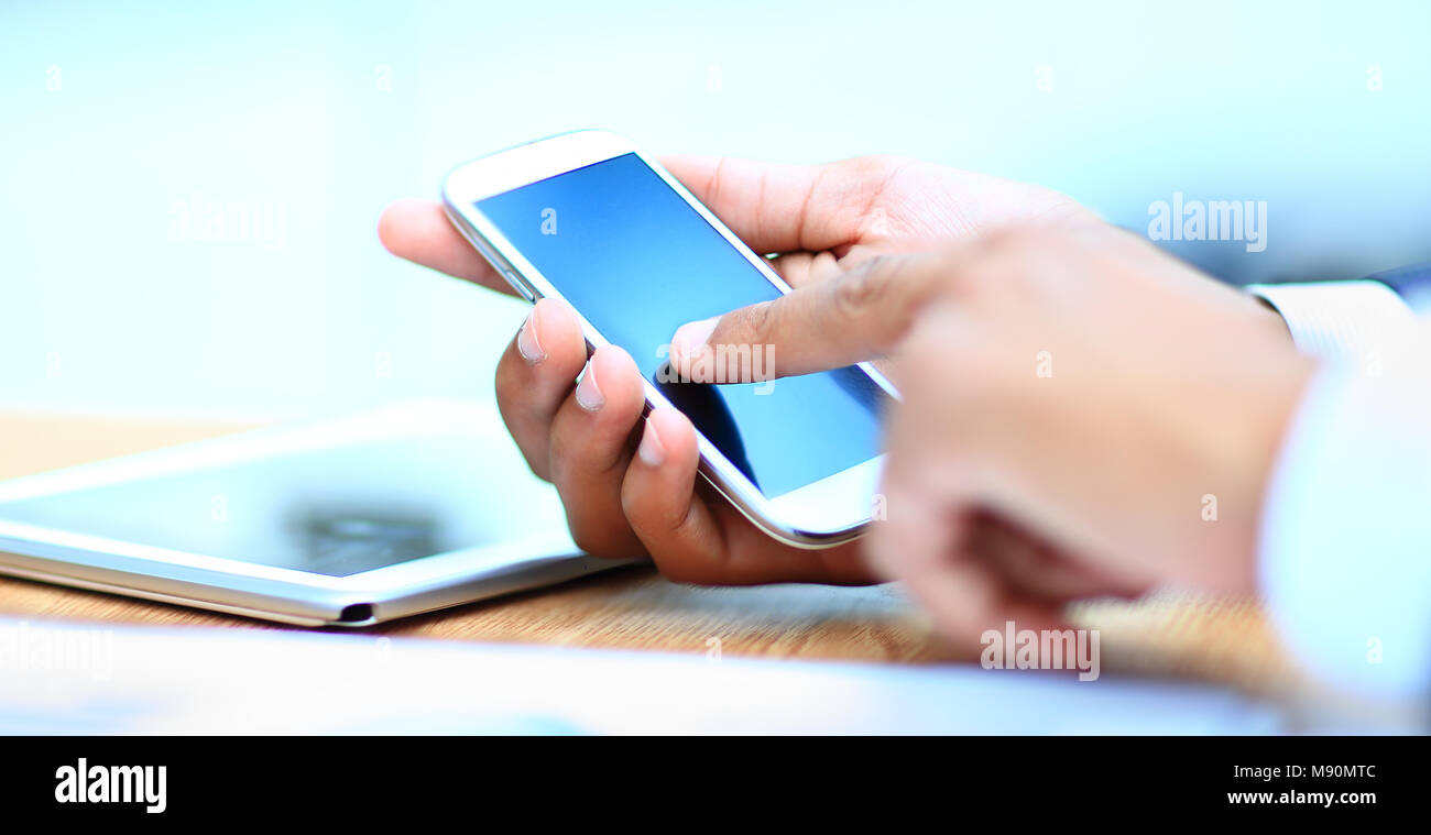 Close up of a man using mobile smart phone Stock Photo - Alamy