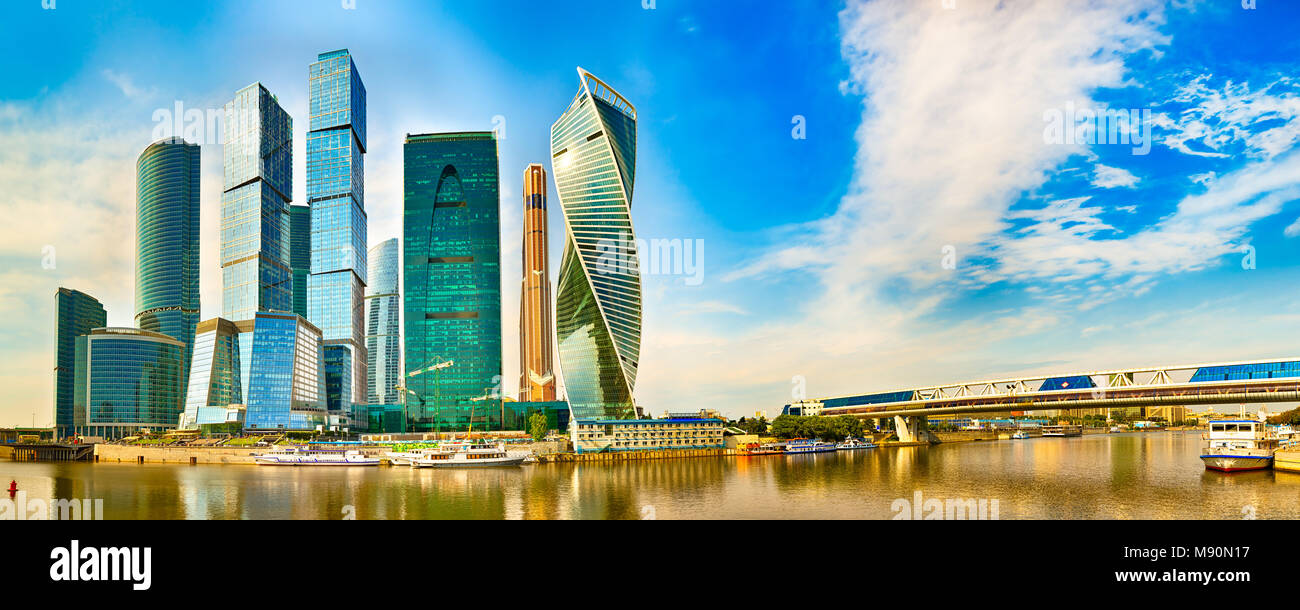 Moscow City skyline . Moscow International Business Centre at day time ...