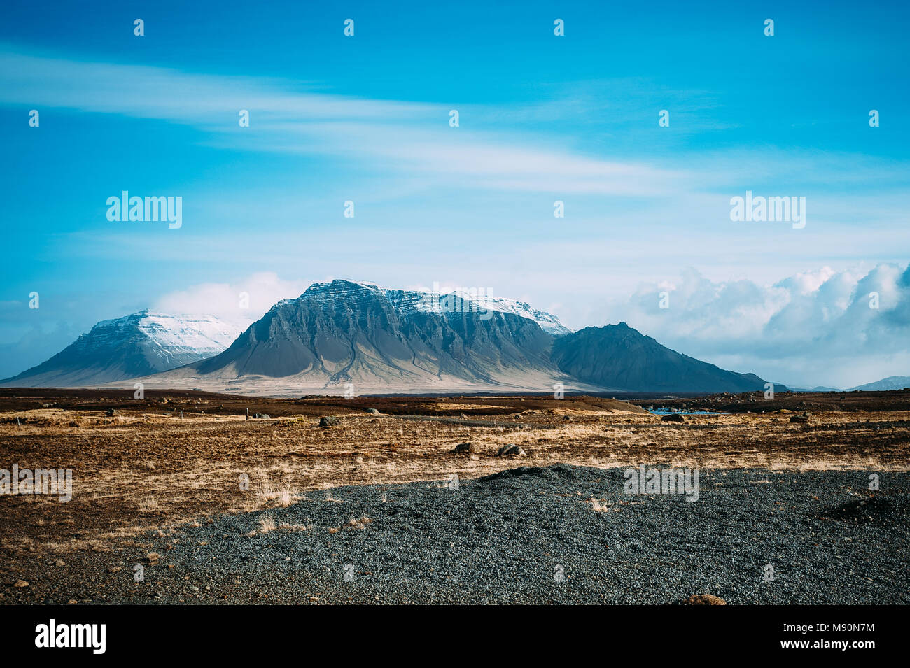 Icelandic mountain misty Stock Photo - Alamy