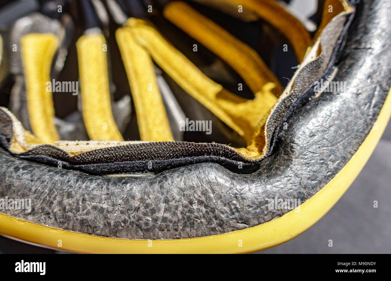 Old used bicycle helmet Stock Photo - Alamy