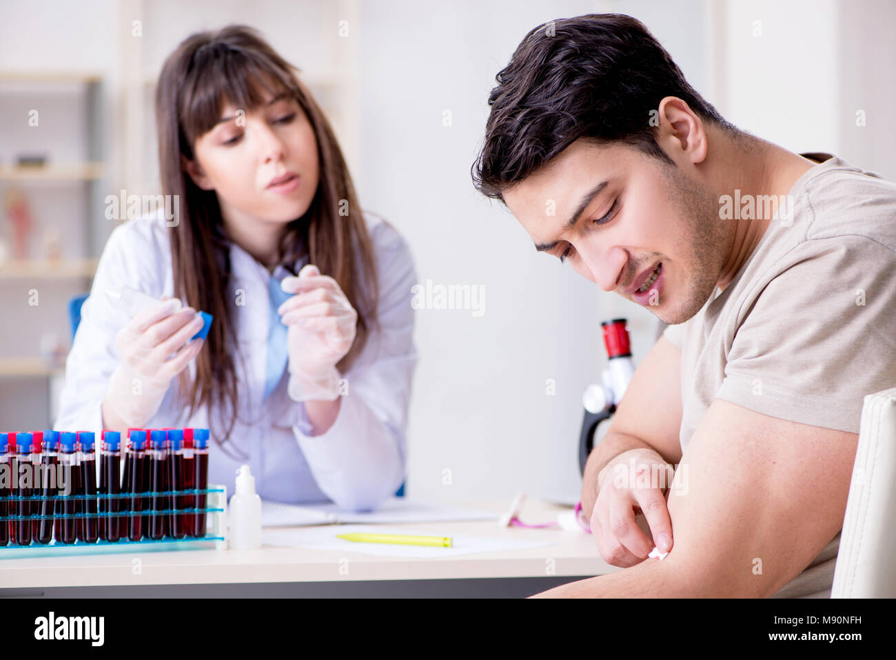 Patient during blood test sampling procedure taken for analysis Stock ...