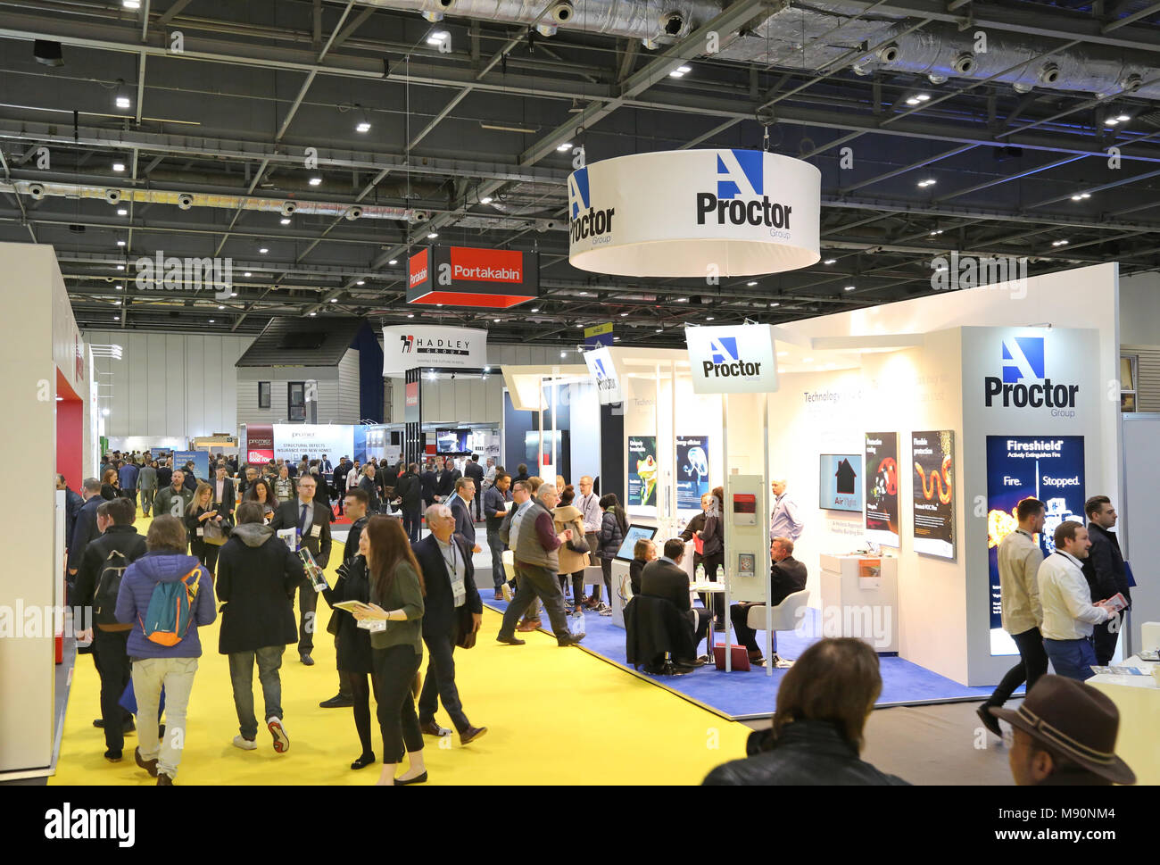 Interior view of the EcoBuild exhibition at Excell London, March 2018 ...