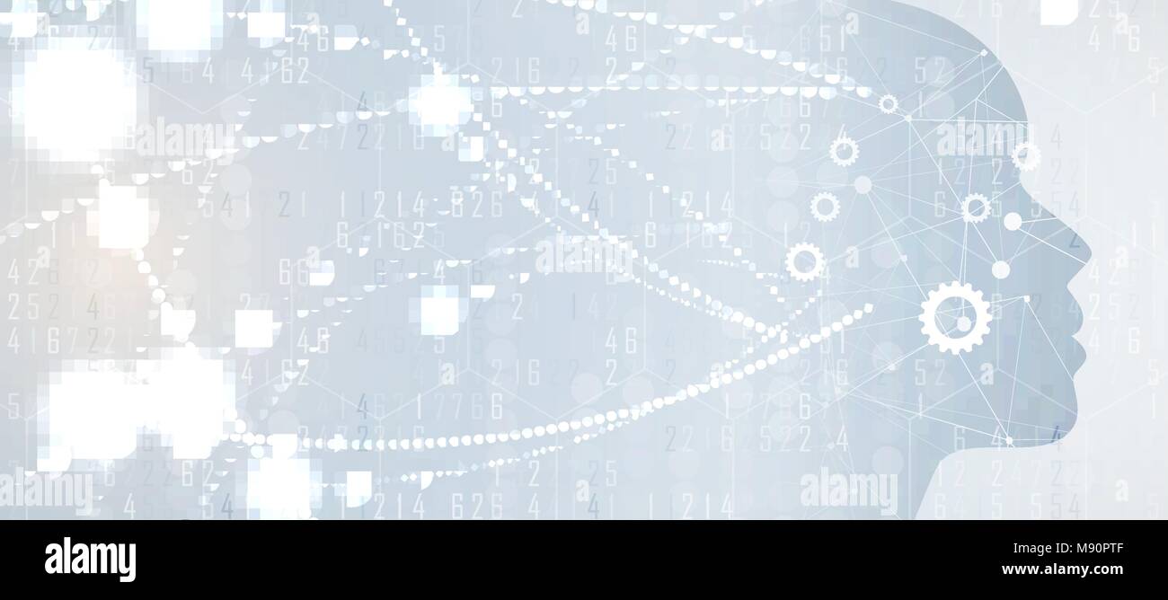 Abstract Artificial intelligence. Technology web background. Virtual ...