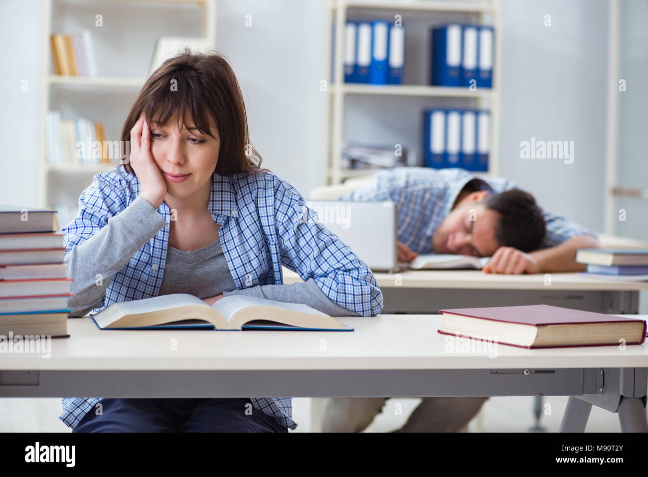 Students sitting and studying in classroom college Stock Photo - Alamy