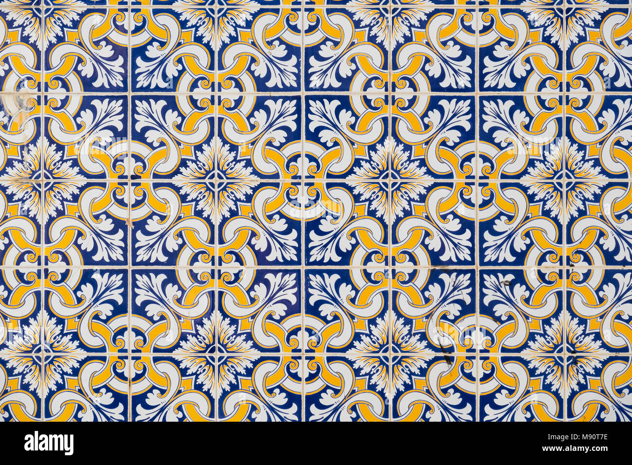 Vintage portuguese Azulejo ceramic tilework in Tavira. Algarve ...