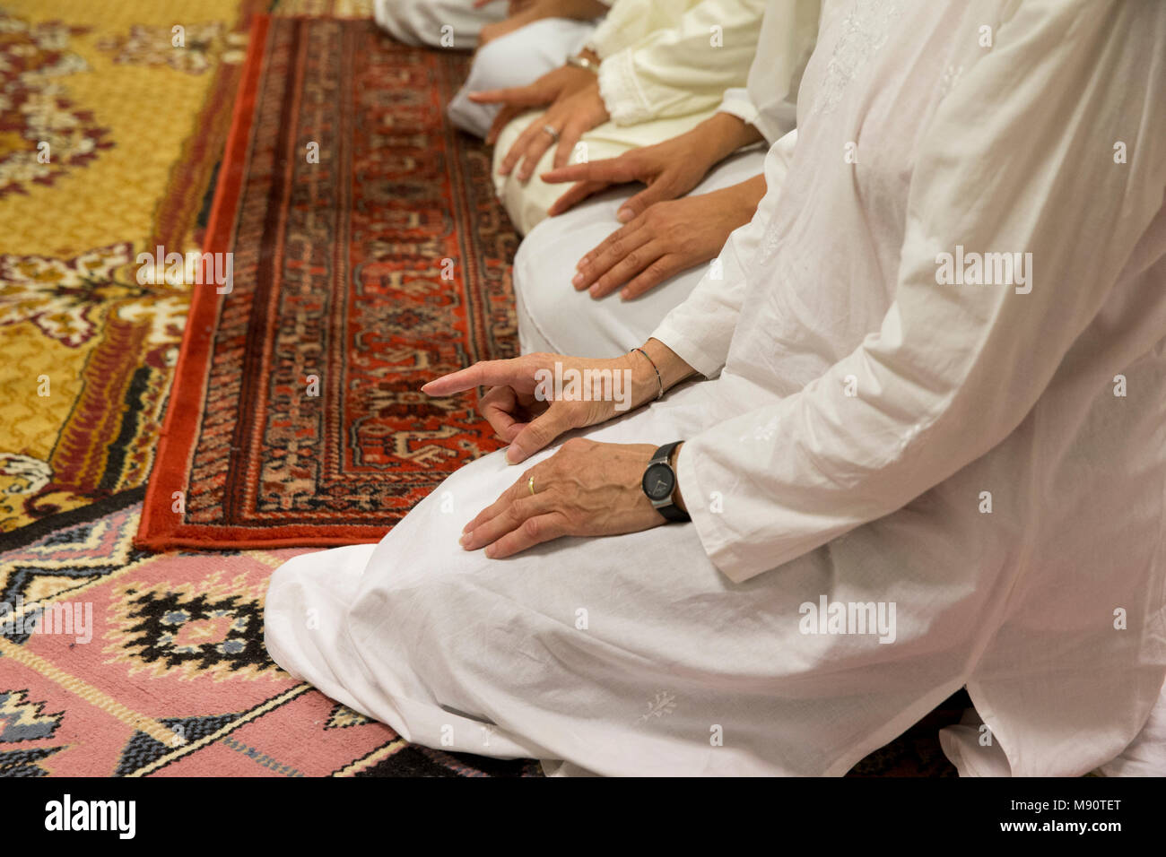 Alawiya sufi muslims praying on Laylat Al-Qadr festival. Drancy, Seine ...