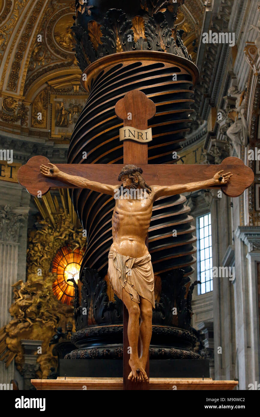Crucifix in the chancel of St Peter's basilica, Rome. Italy Stock Photo ...