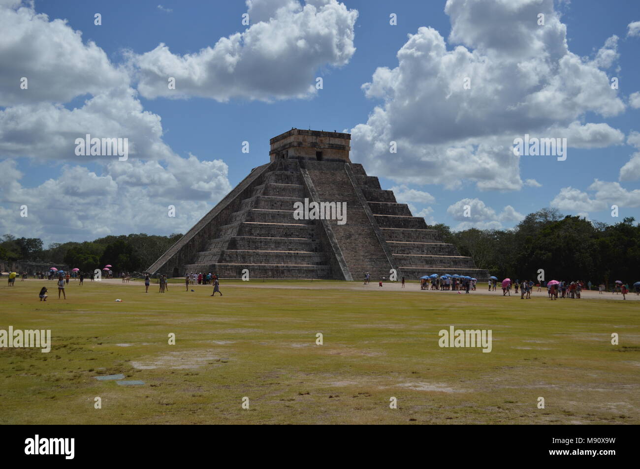 The west side of El Castillo pyramid at Chichen Itza, Mexico Stock ...