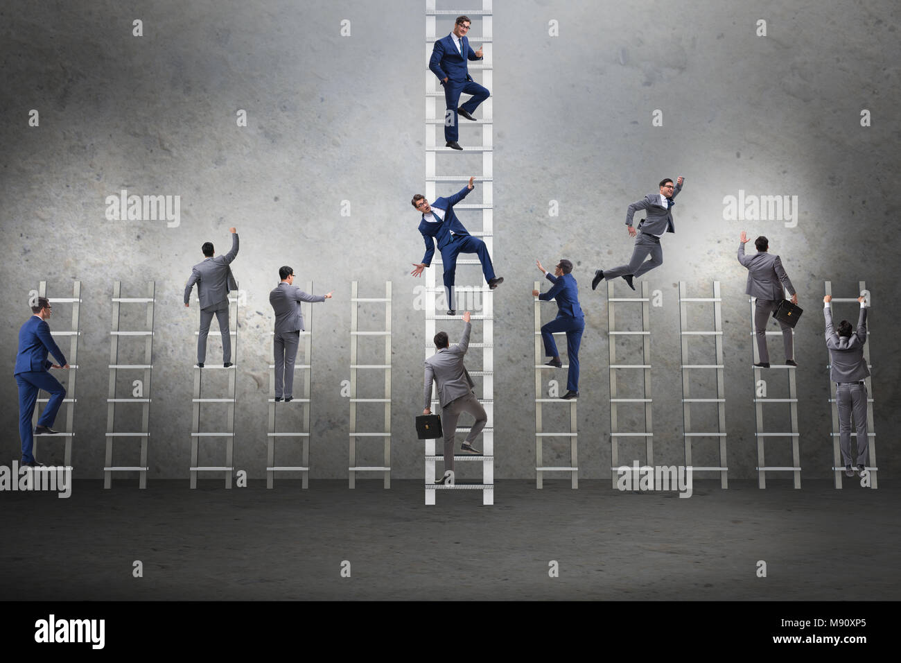 Competition concept with businessman beating competitors Stock Photo ...