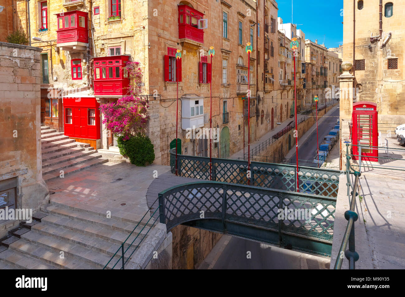 Street in old town of Valletta, Malta Stock Photo - Alamy