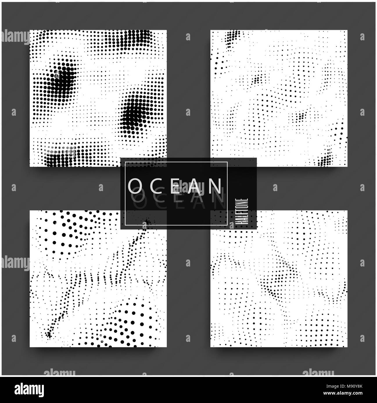 Vector wavy Halftone design elements set. Four elements Stock Vector ...
