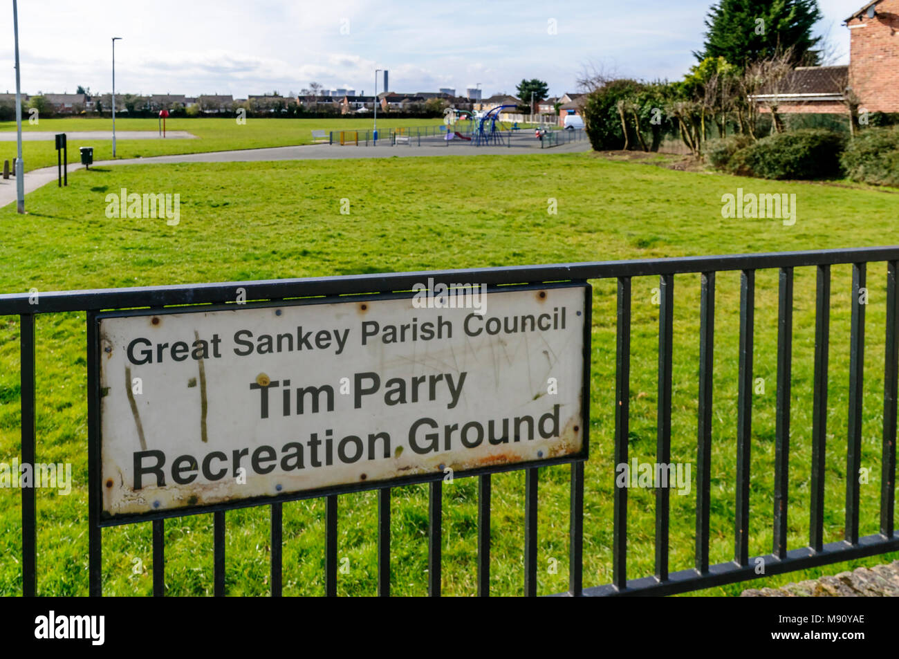 Tim Parry memorial Recreation Ground Great Sankey Stock Photo - Alamy